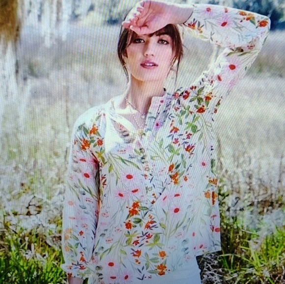 Spartina 449 | Tops | New Spartina 449 Top Blouse Womens Sz L Silk ...
